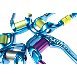 Revolutionary slackline pulley carabiner with 1-inch roll.